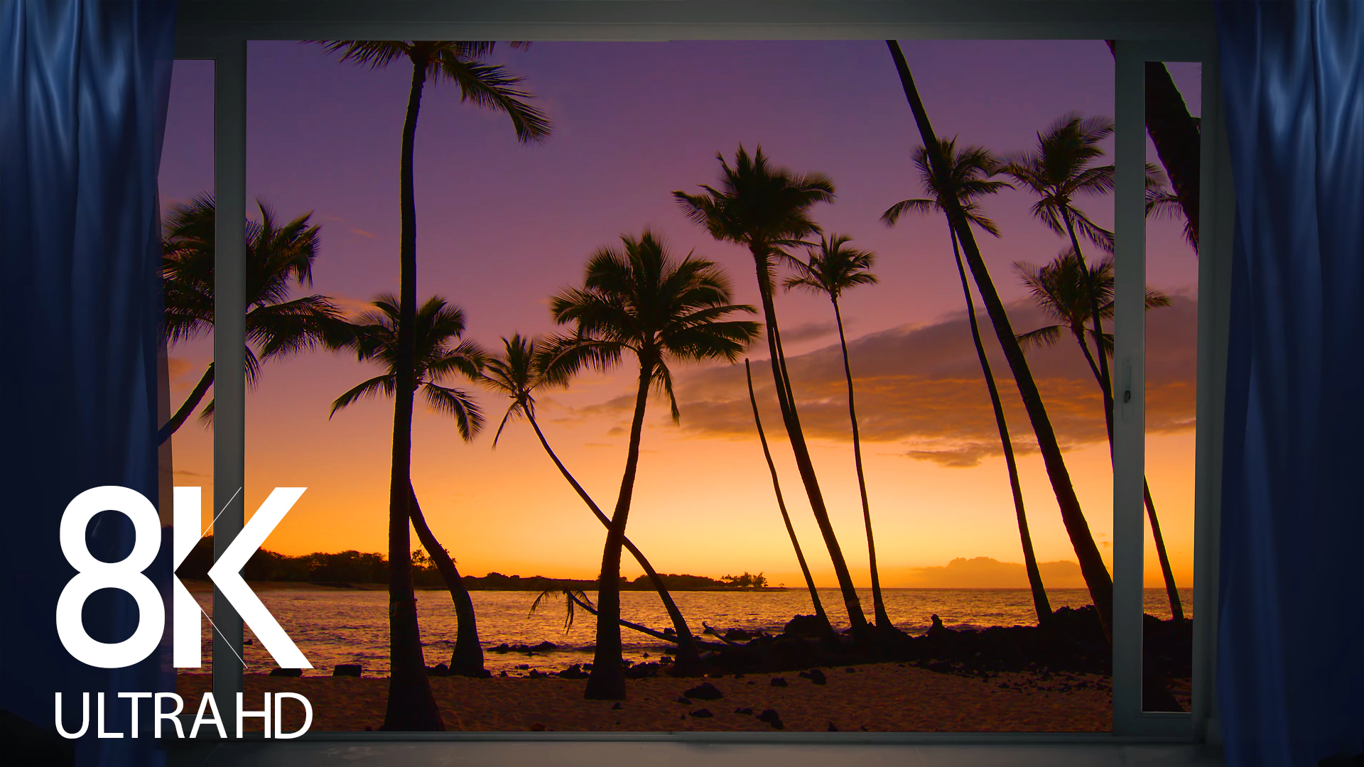 8K Window to Tropical Beach- Nature Sounds - 8 HRS | ProArtInc