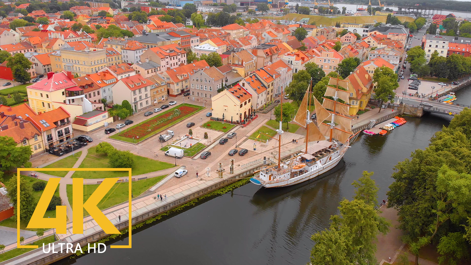 4K Klaipeda, Lithuania - View from Above - Aerial Footage with Relaxing ...